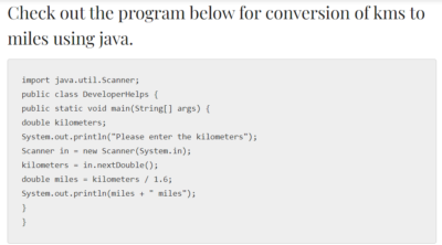 Java Program to Convert Kilometers(KMS) to Miles - Developer Helps